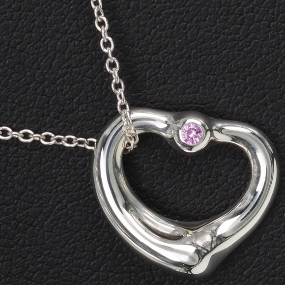 Tiffany & Co. | Jewelry | Tiffany Open Heart Silver 925 X Pink Sapphire Womens Necklace | Poshmark